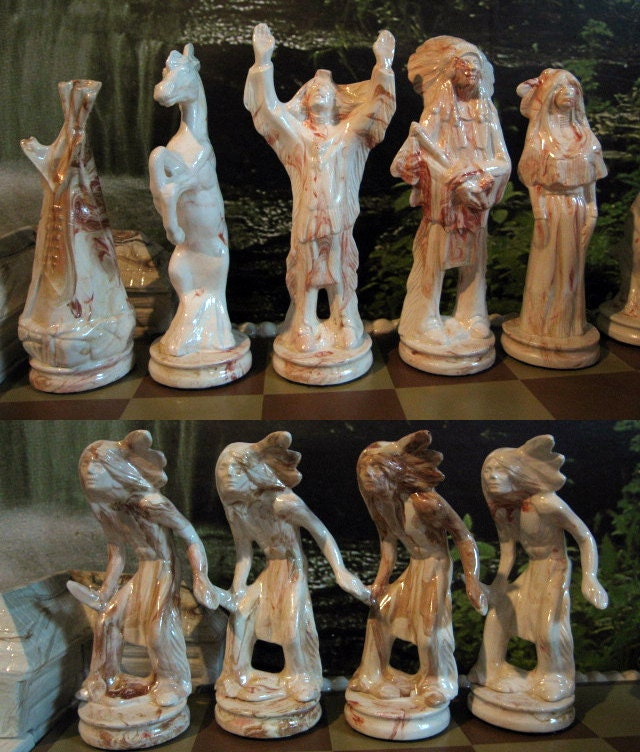 Ceramic Bisque You Paint, Awesome, Cowboy and Indian Chess Set, Western ...