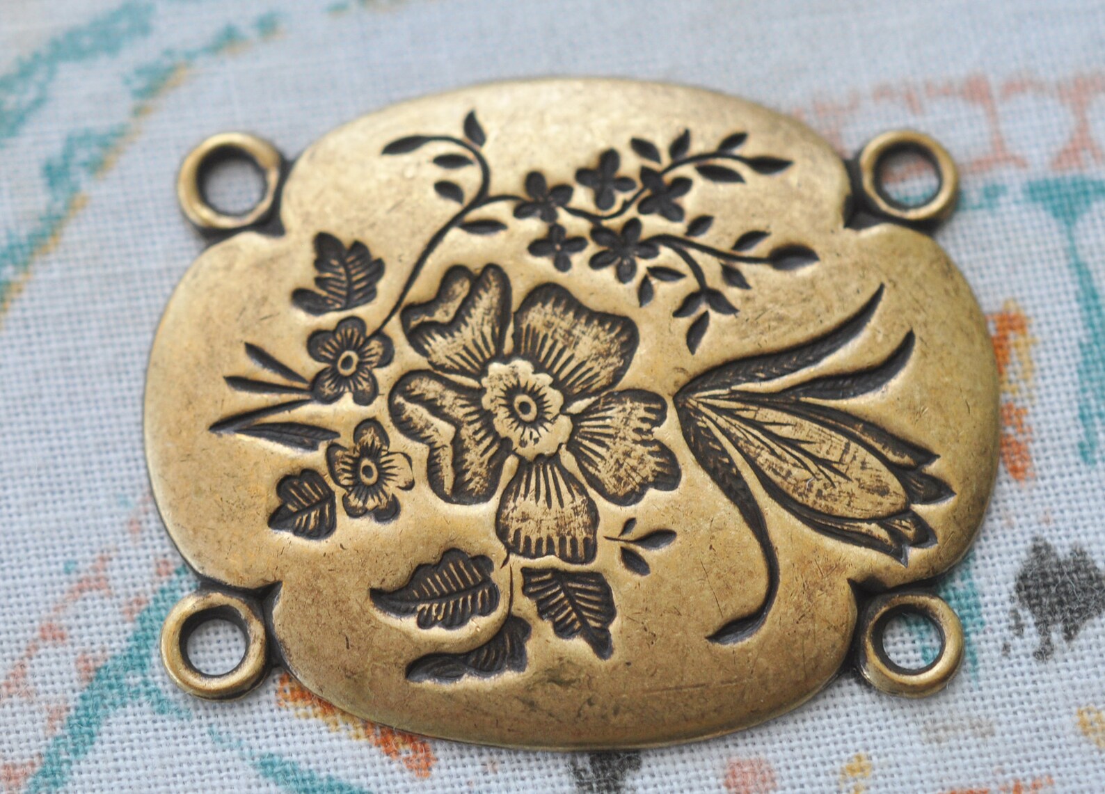 Jewelry Connector with Floral Design Brass Stampings Brass | Etsy