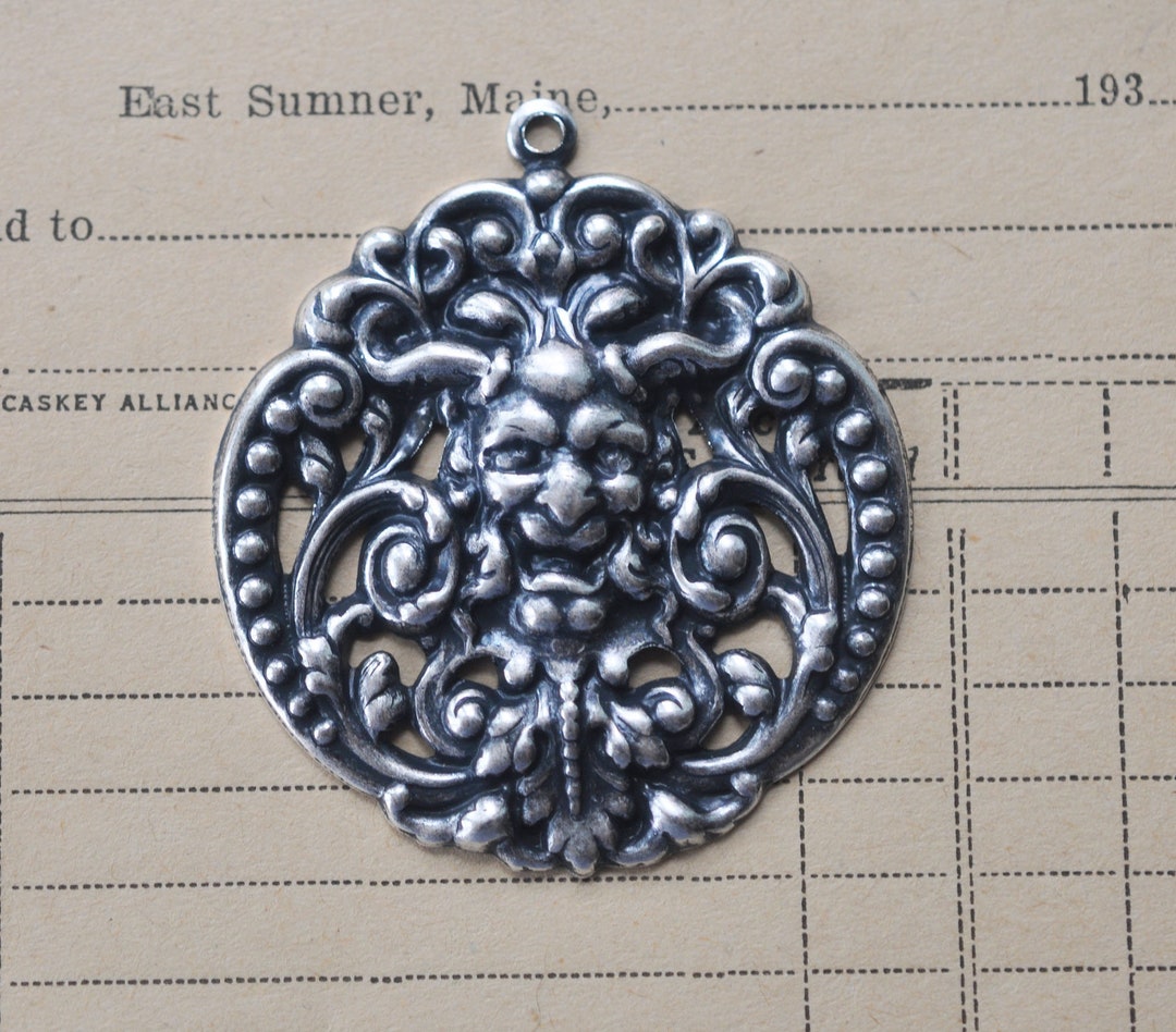 Demon Pendant, Sterling Silver Finish, Brass Stampings - Etsy