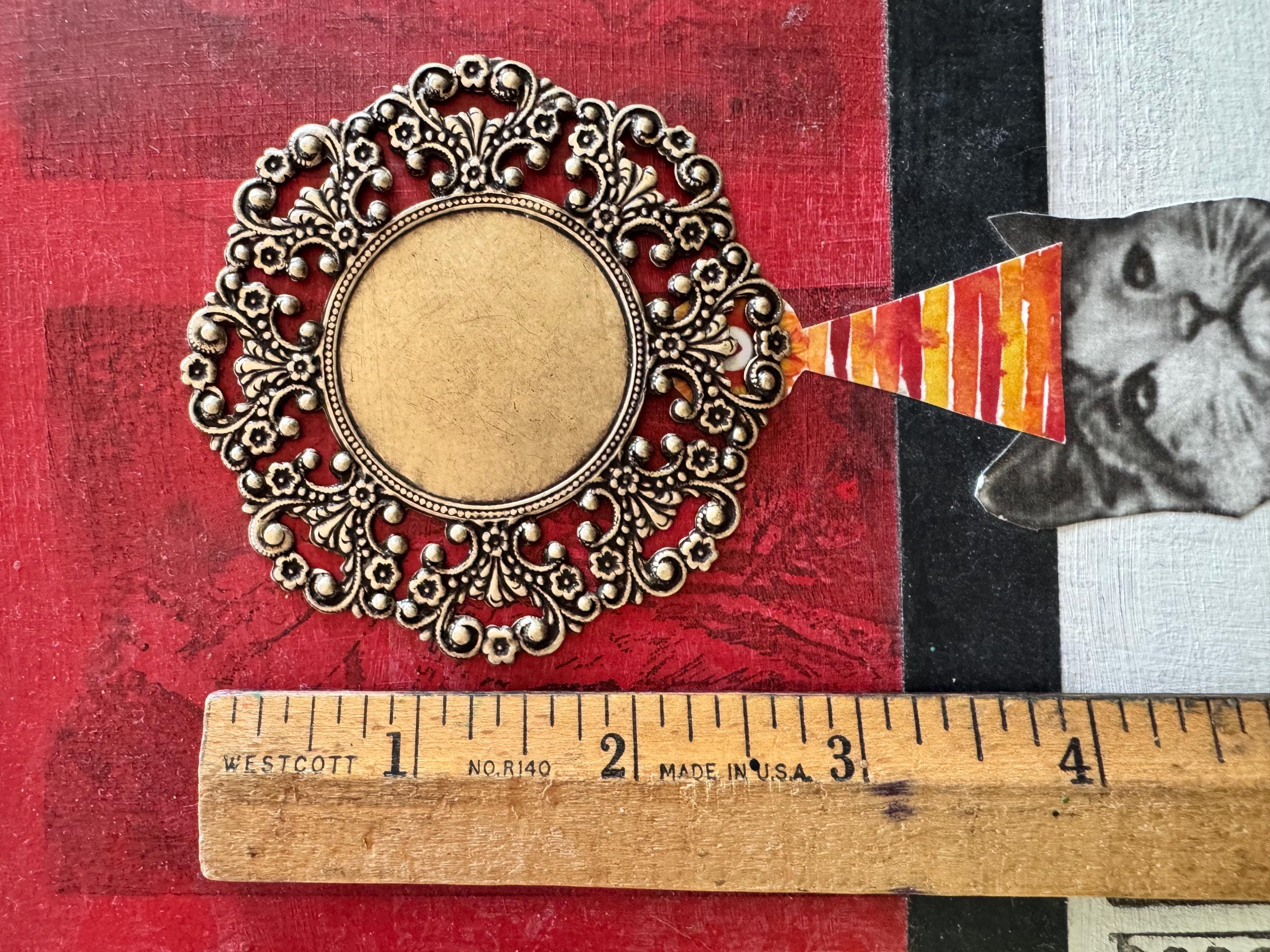 Large Brass Bezel With Filigree Edges in Brass Ox Finish, 35mm - Etsy