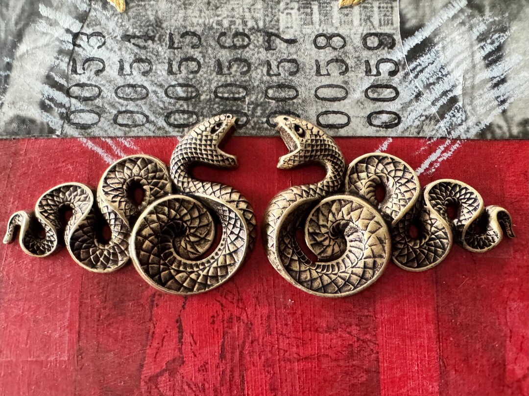 Left and Right Facing Brass Snakes, Brass Ox - Etsy