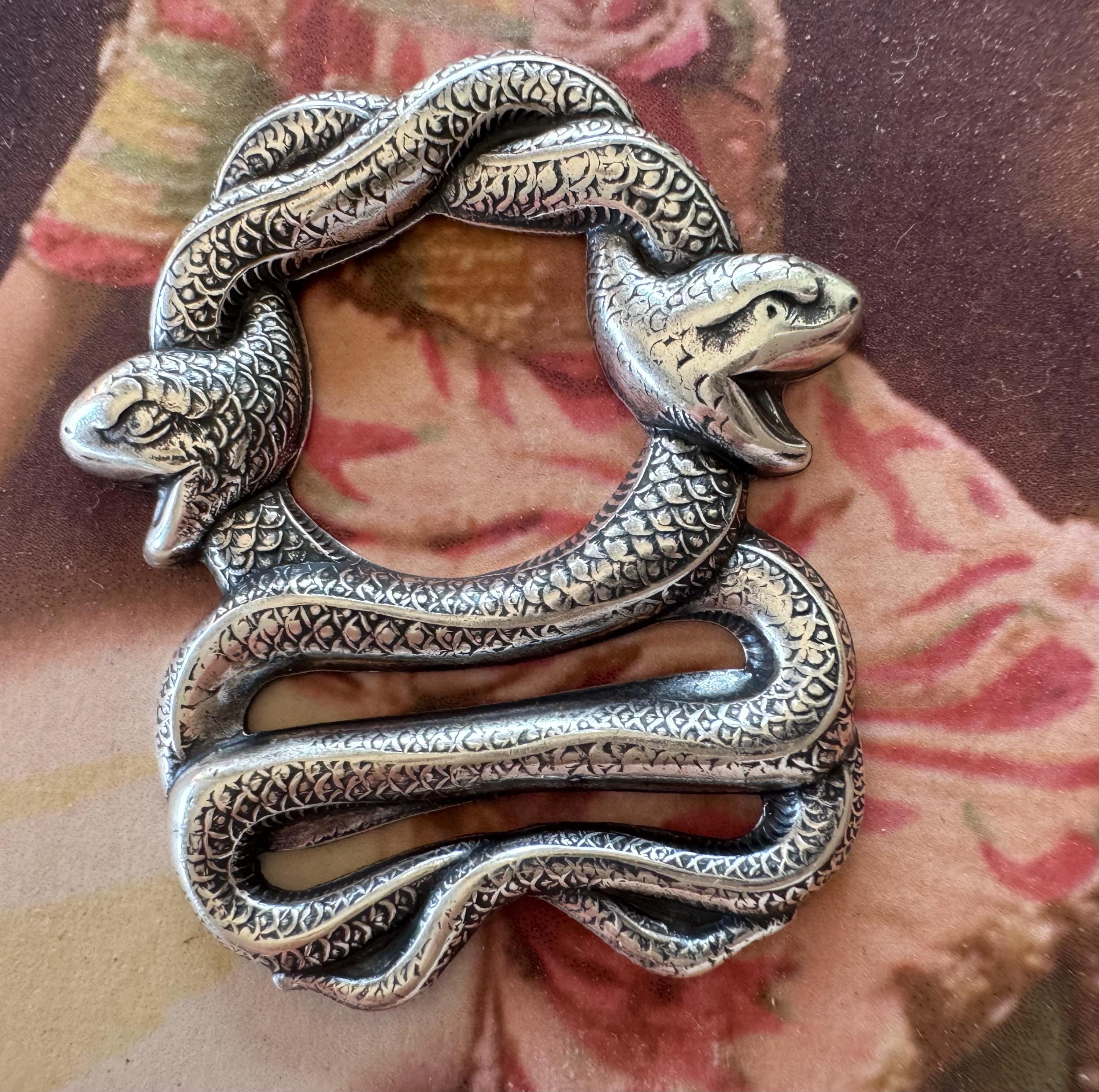 Double Snakes Brass, Sterling Silver Finish, 18mm Opening - Etsy