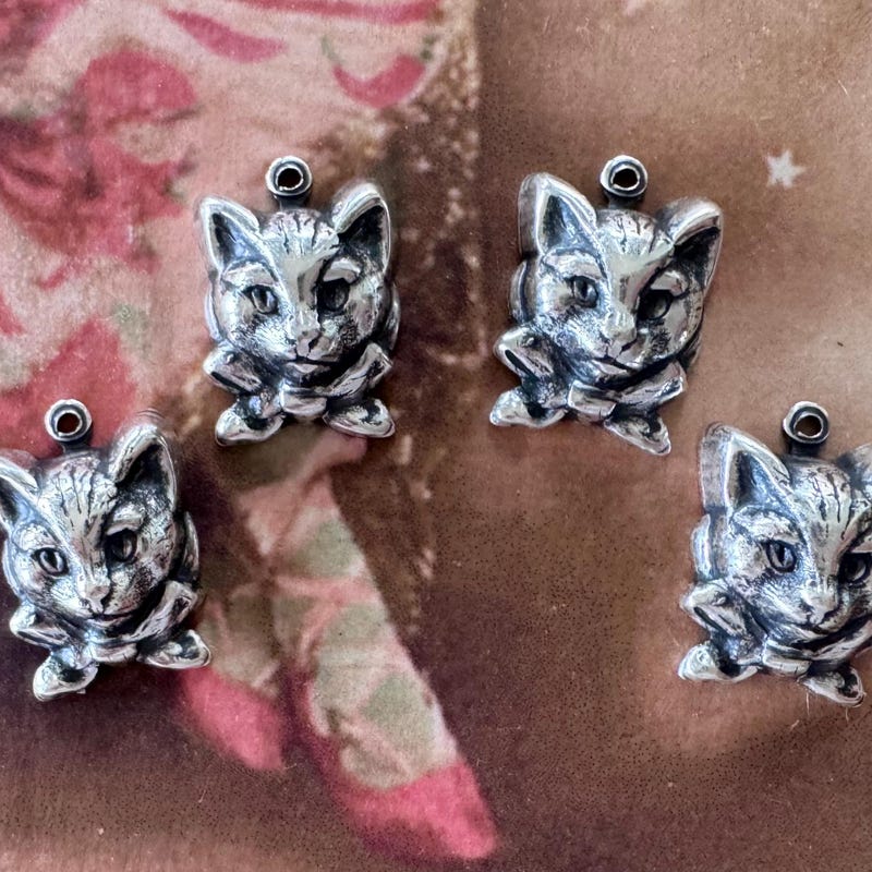 Silver Cat Charm Vintage - Etsy