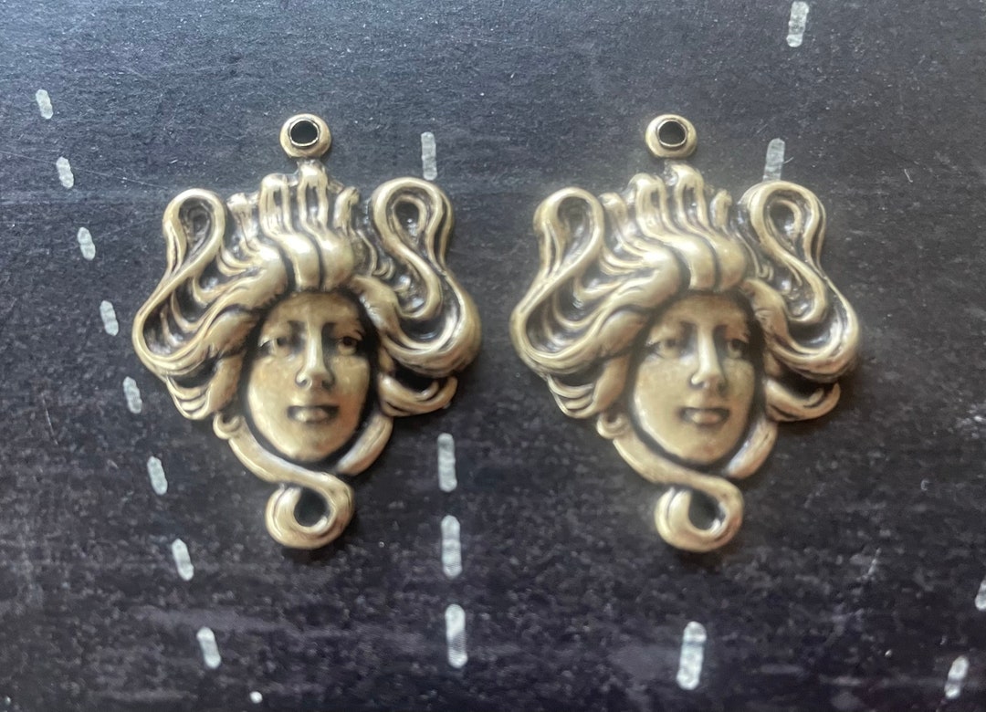 Brass Medusa Head Charms, Brass Ox, TWO - Etsy