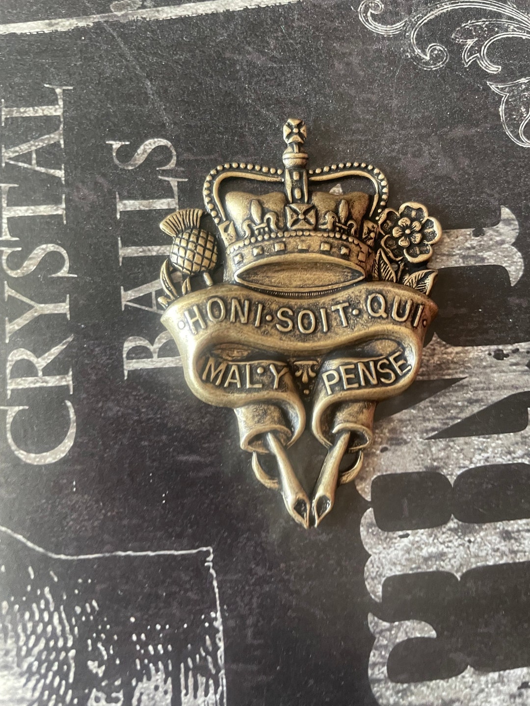 Medieval Brass Crest With Motto, Brass Ox, 59mm X 39mm - Etsy