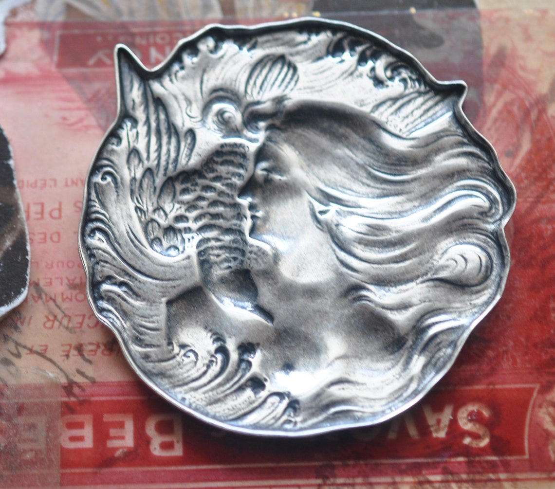 Goddess Juno with Goose Medallion Brass Stampings Sterling | Etsy