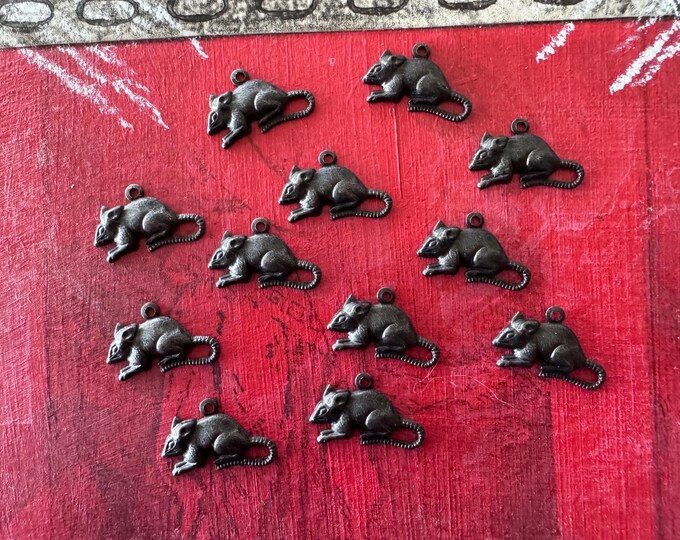 Brass Rat Charms, TWELVE, Black Satin Finish - Etsy