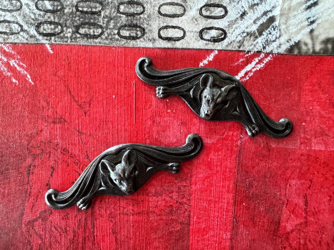Gothic Brass Bats in Black Satin Finish, TWO - Etsy