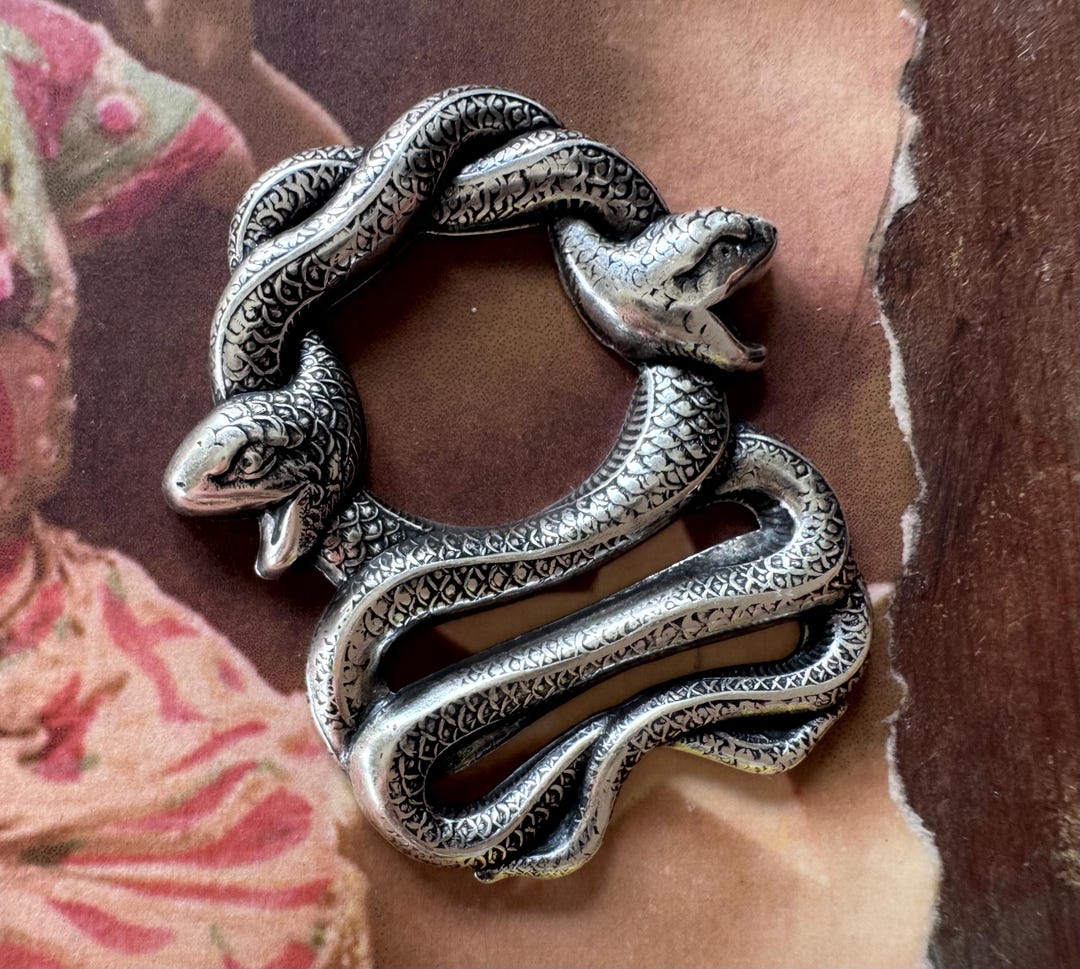 Double Snakes Brass, Sterling Silver Finish, 18mm Opening - Etsy