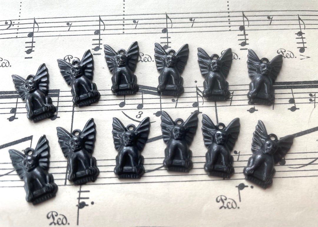 Brass Winged Gargoyle Charms, Black Satin Finish - Etsy