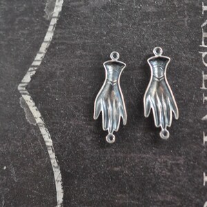 4 Beautiful Brass Hand Connectors, Sterling Silver Finish, 24mm X 8mm ...