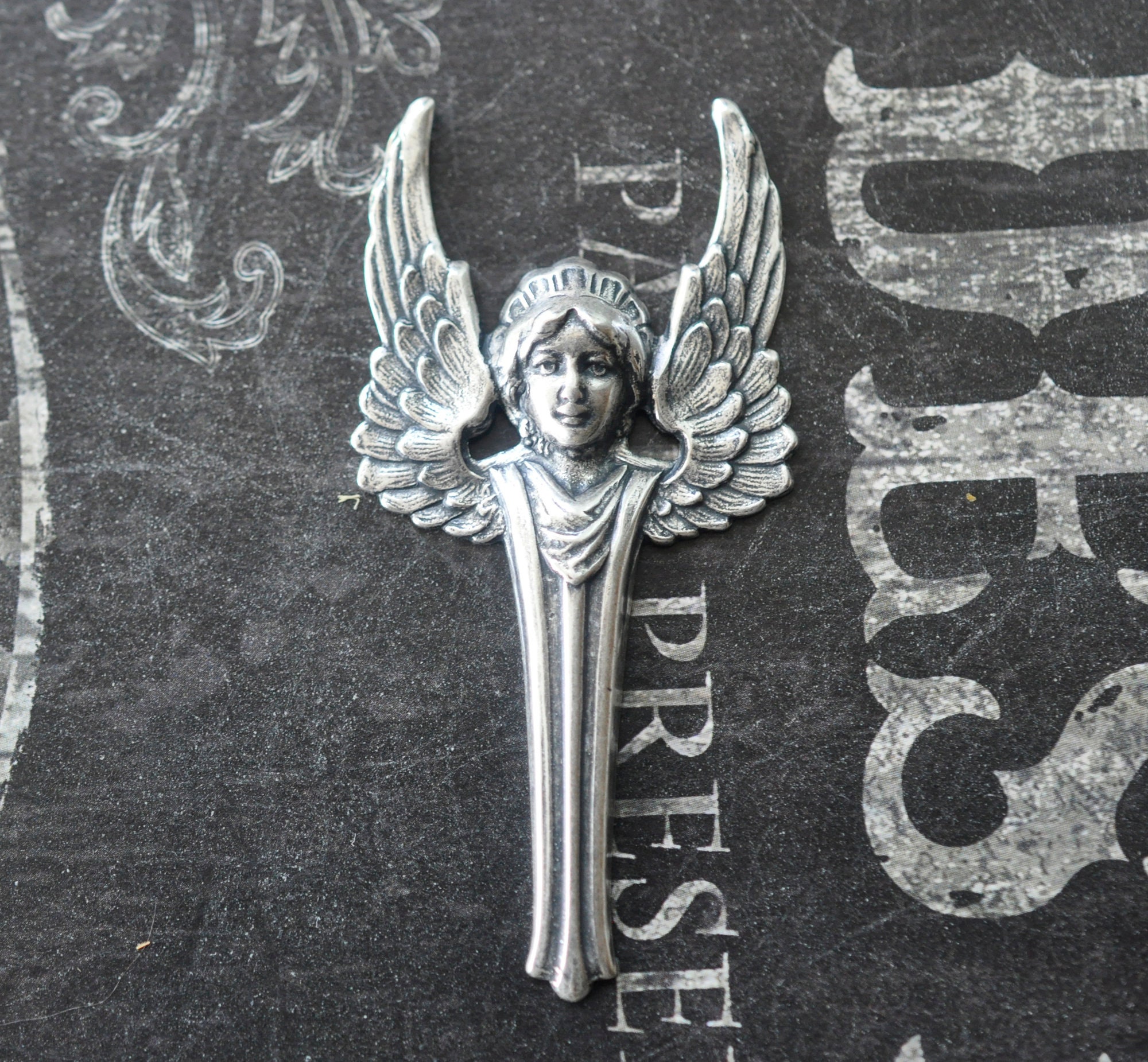 Angel Brass Stamping on a Pedestal Sterling Silver Finish - Etsy