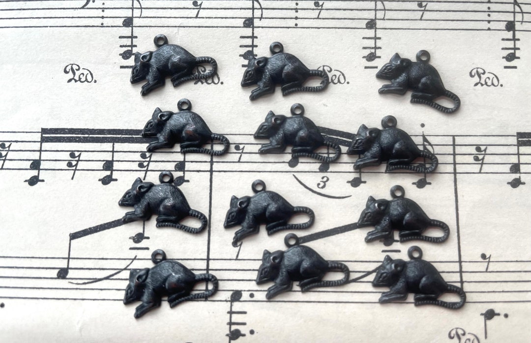 Brass Rat Charms, TWELVE, Black Satin Finish - Etsy