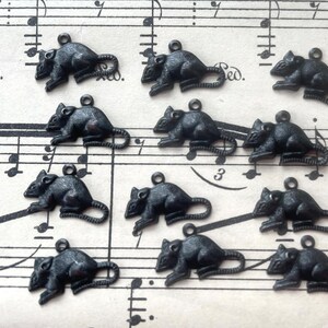 Brass Rat Charms, TWELVE, Black Satin Finish - Etsy