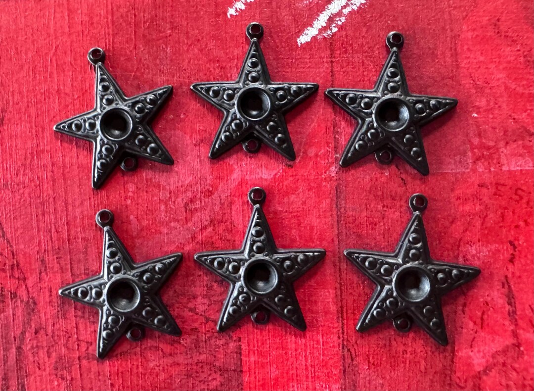 Six Brass Star Connectors With 4mm Bezels, Black Satin Finish - Etsy