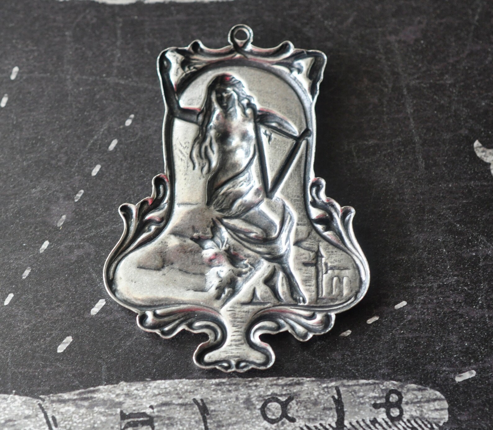 Goddess Pendant Brass Repousse Sterling Silver Finish - Etsy