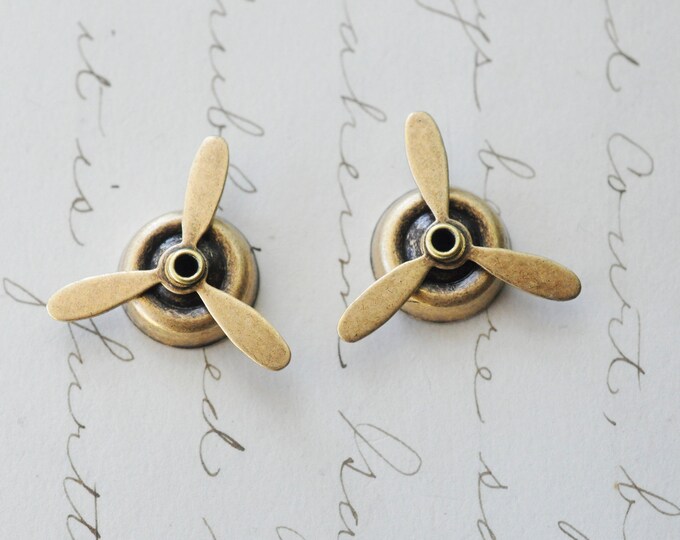 Steampunk Propeller Brass Stampings TWO Brass Ox - Etsy