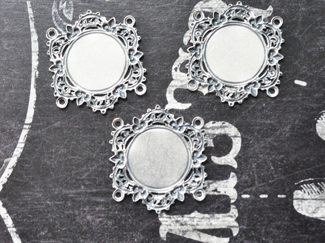 Jewelry Connectors With 18mm Bezel Sterling Silver Finish - Etsy