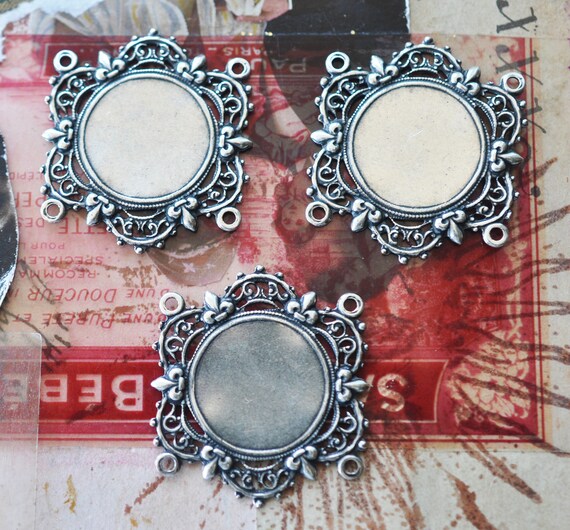 Jewelry Connectors with 18mm Bezel Sterling Silver Finish | Etsy