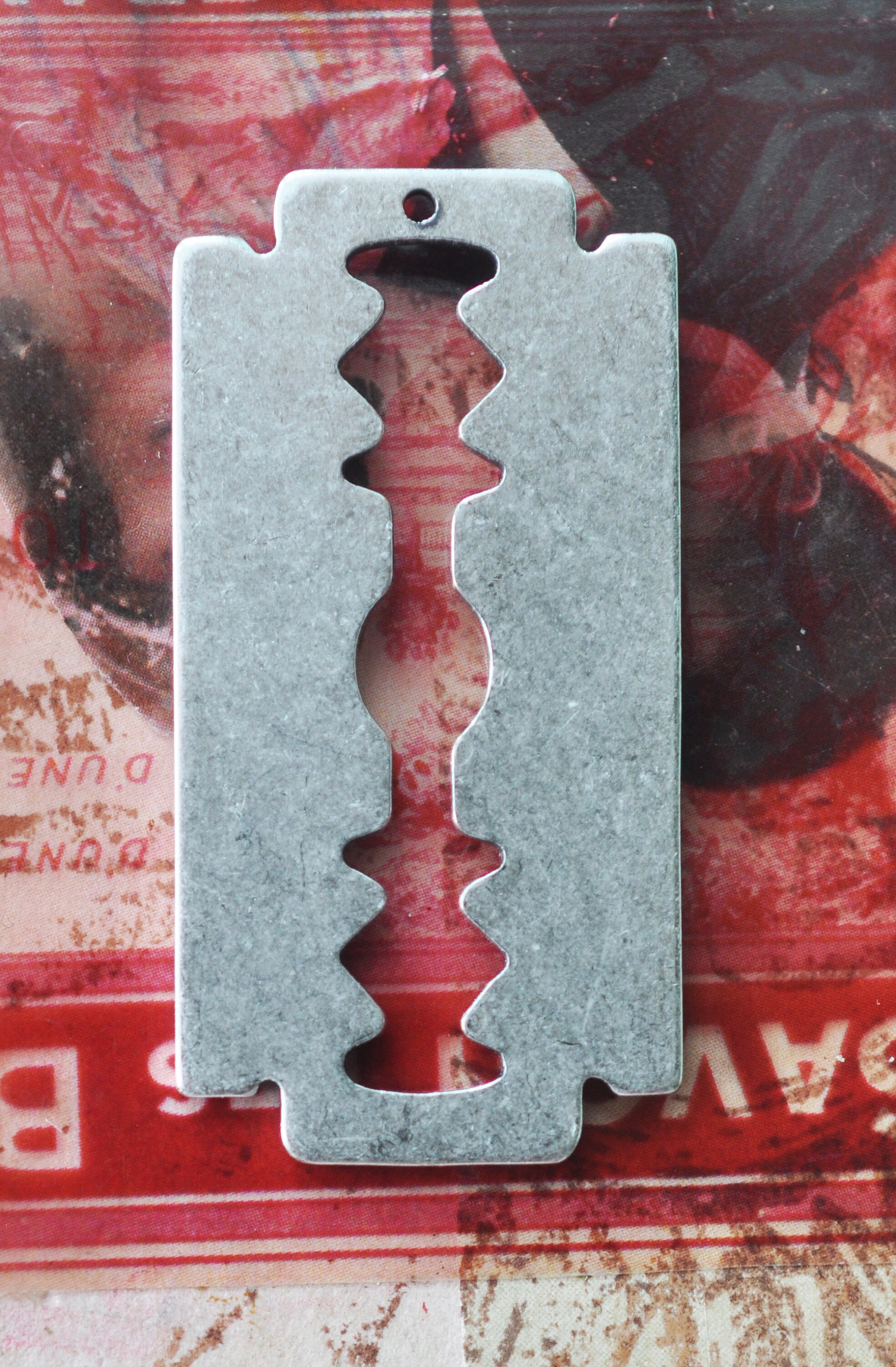 Dull Razor Blade Pendant Brass Stamping Sterling Silver | Etsy