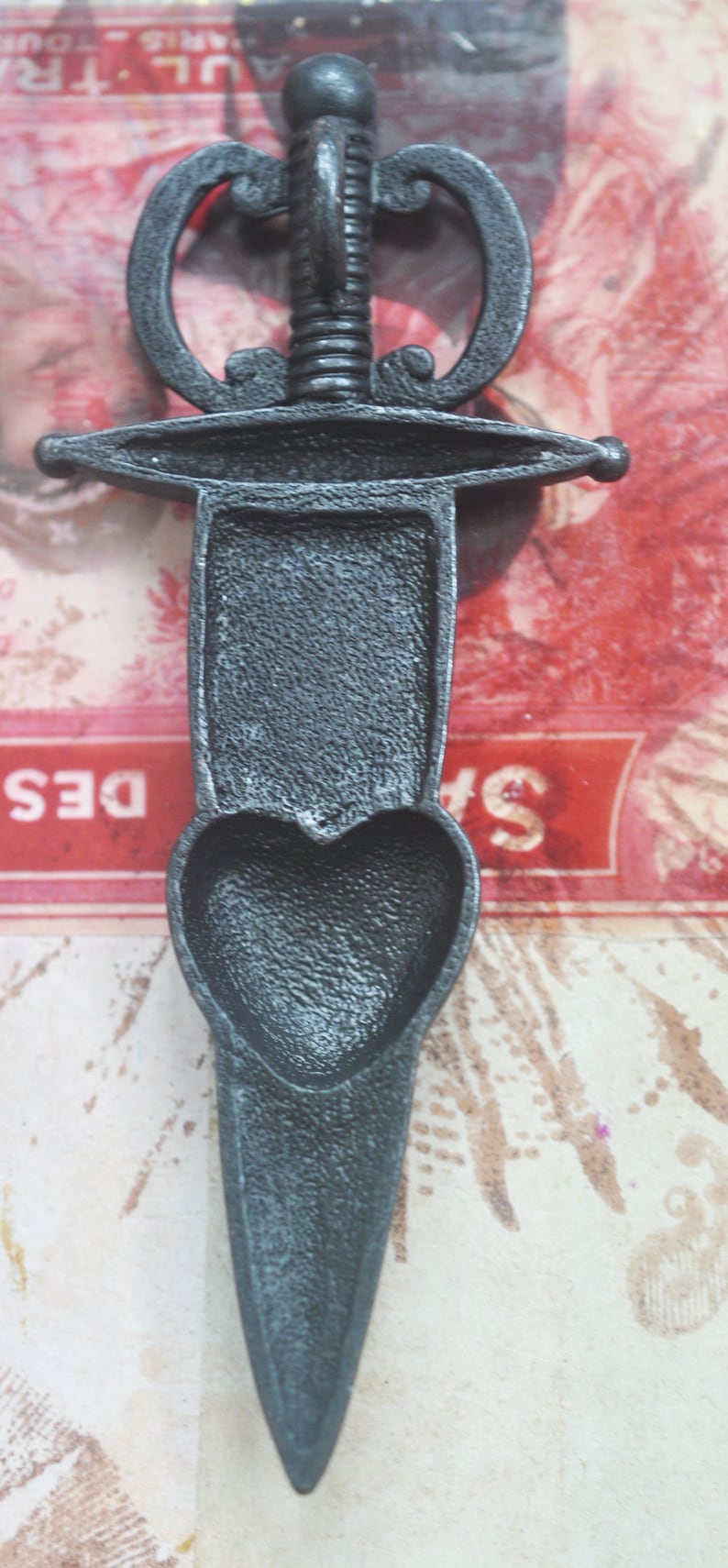 Bleeding Heart Dagger with Bezel Pewter Casting Pendant | Etsy