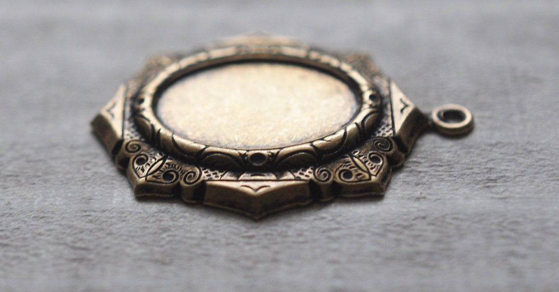 18 X13mm Brass Gothic Bezels Brass Ox TWO | Etsy