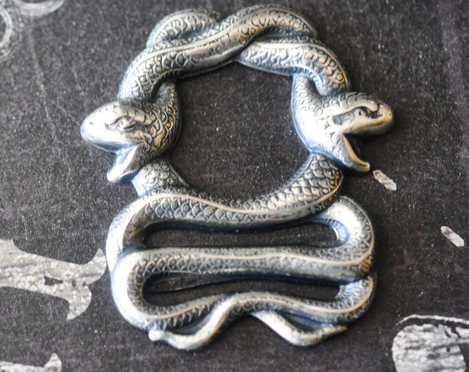 Double Snakes Brass Bezel, Sterling Silver Finish - Etsy