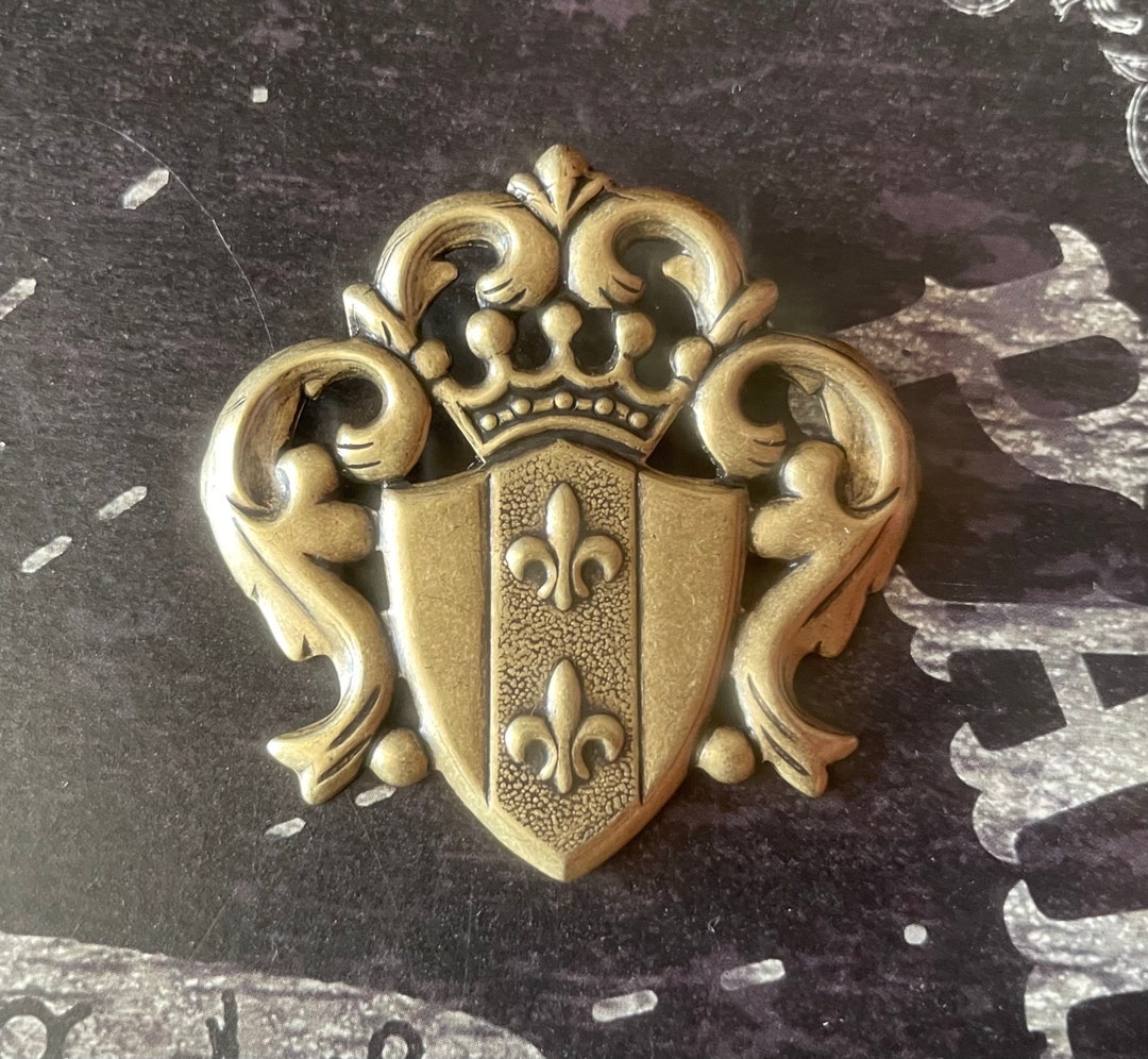 Brass Crest With Crown, Brass Ox, Made in the USA - Etsy