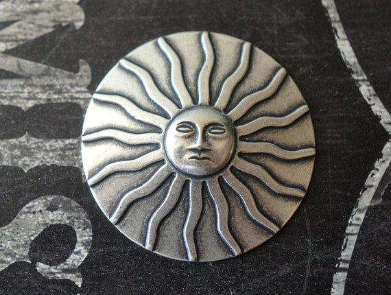 Brass Sun Medallion Sterling Silver Finish - Etsy
