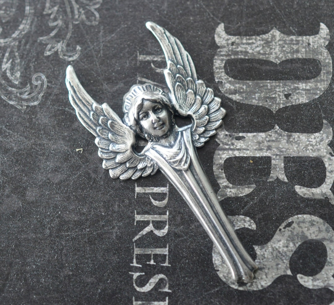 Angel Brass Stamping on a Pedestal, Sterling Silver Finish - Etsy
