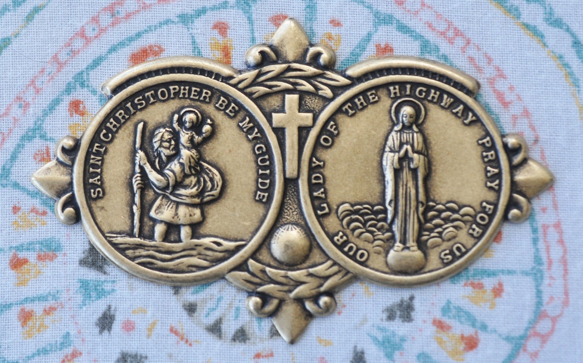 Catholic Saint Christopher Plaque Brass Stampings Brass Ox | Etsy