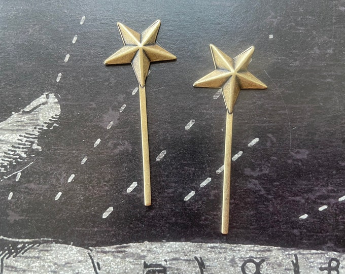 Brass Magic Wands With Star, Brass Ox, TWO - Etsy