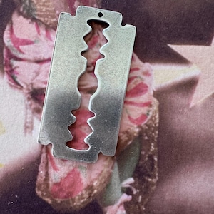 Dull Razor Blade Pendant, Brass Stamping, Sterling Silver Finish - Etsy