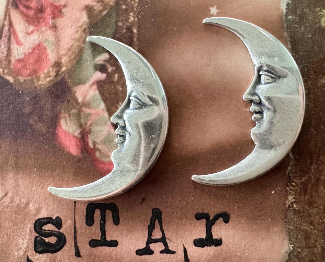 Brass Crescent Moon Stampings, NO HOOP, Sterling Silver Finish, 38 X ...