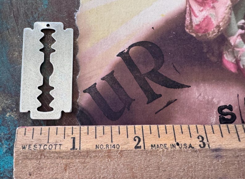Dull Razor Blade Pendant, Brass Stamping, Sterling Silver Finish - Etsy