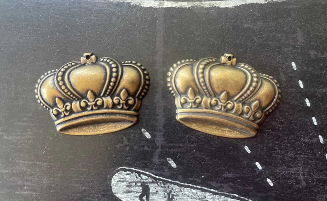 Medieval Brass Crown Charms, Brass Ox, TWO - Etsy