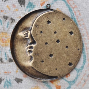 Moon and Star brass pendant Brass Ox Celestial Pendants Made | Etsy