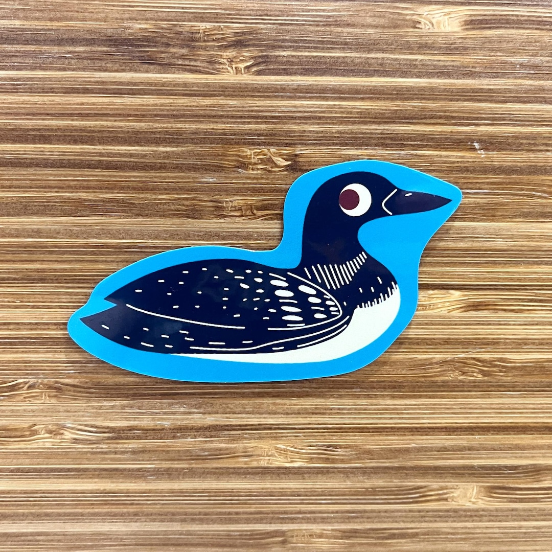 Loon Sticker | Common Loon Drawing | Bird Sticker | Vinyl Animal Decal ...