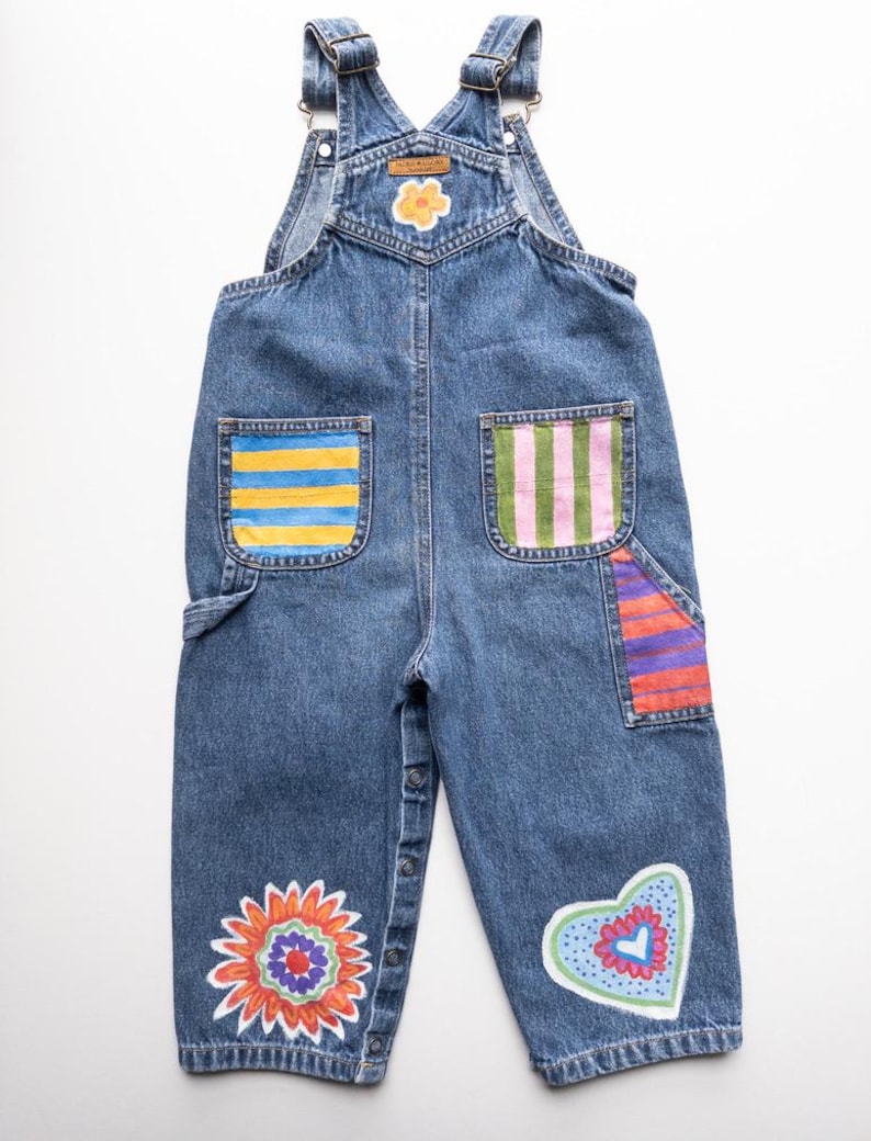 Hand Painted Denim Kids Overalls - Etsy