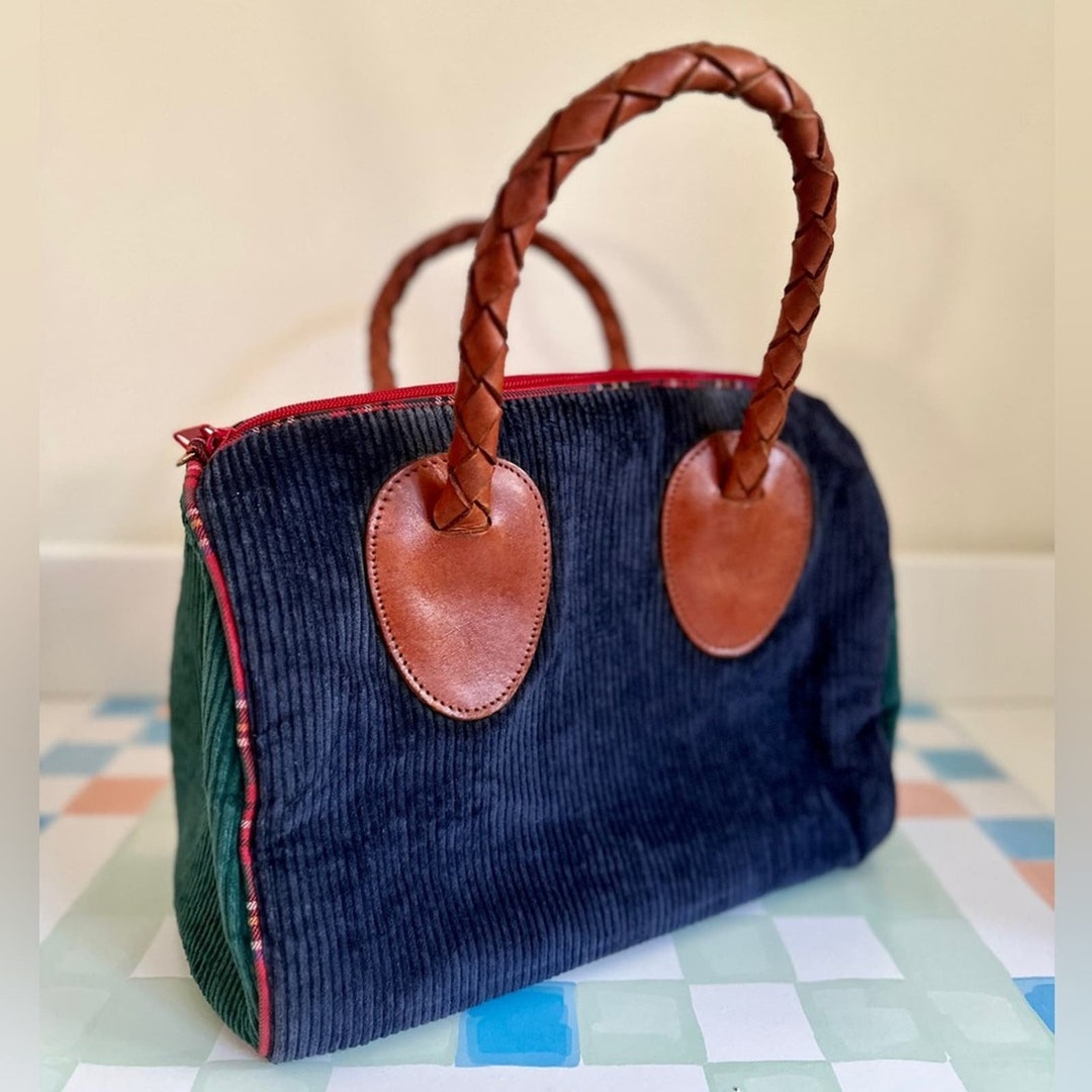 Vintage Nordic House Designs Block Color Corduroy Handbag - Etsy