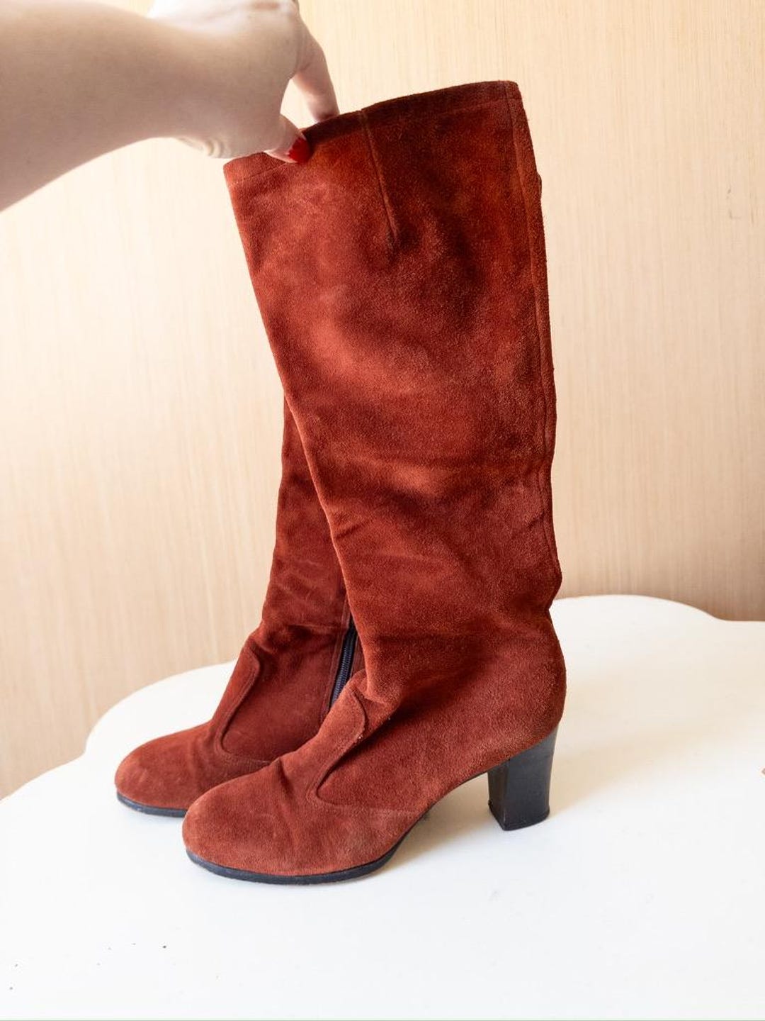 VTG 70'S Rust Suede Knee High Boots - Etsy