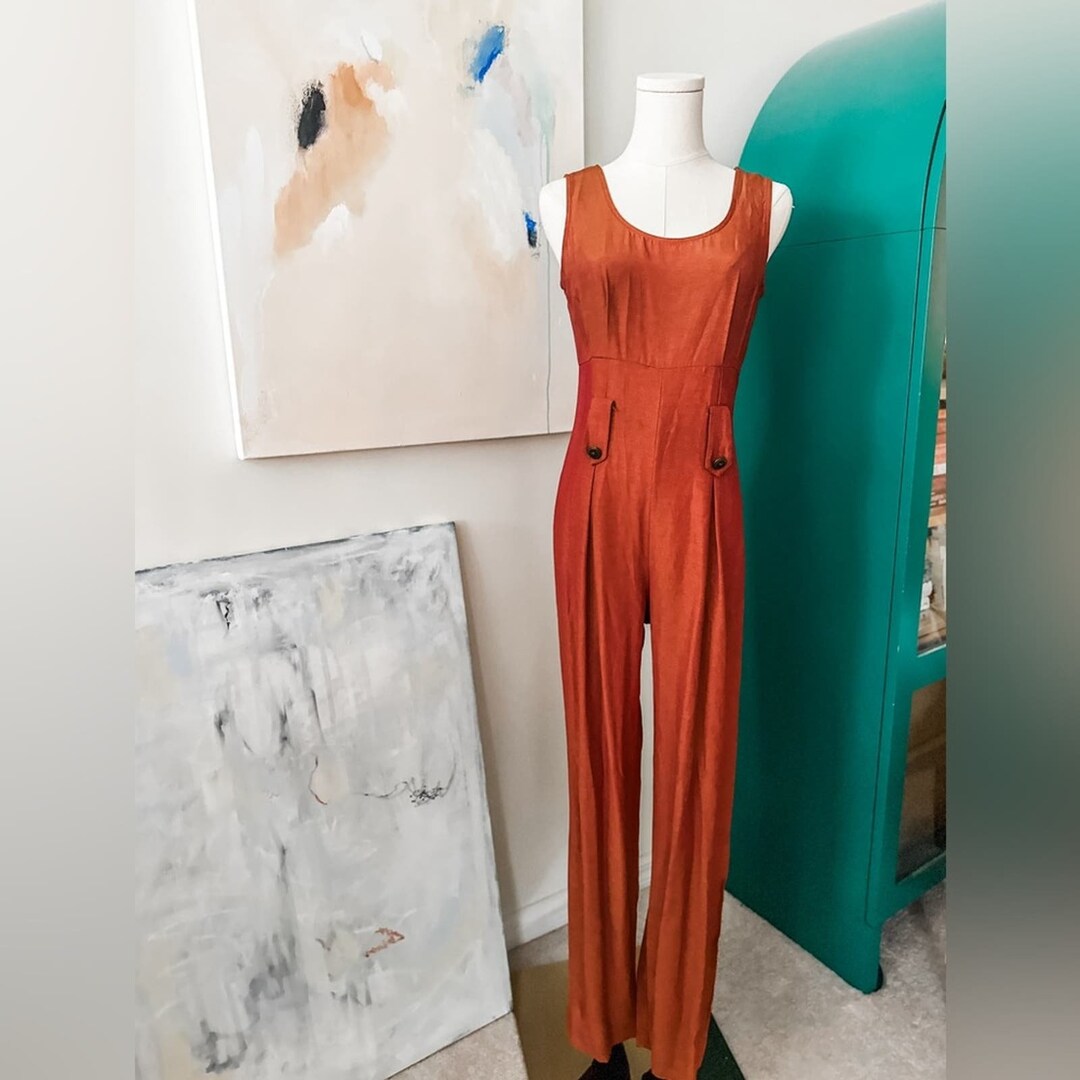 Vintage Rust Colored Jumpsuit - Etsy