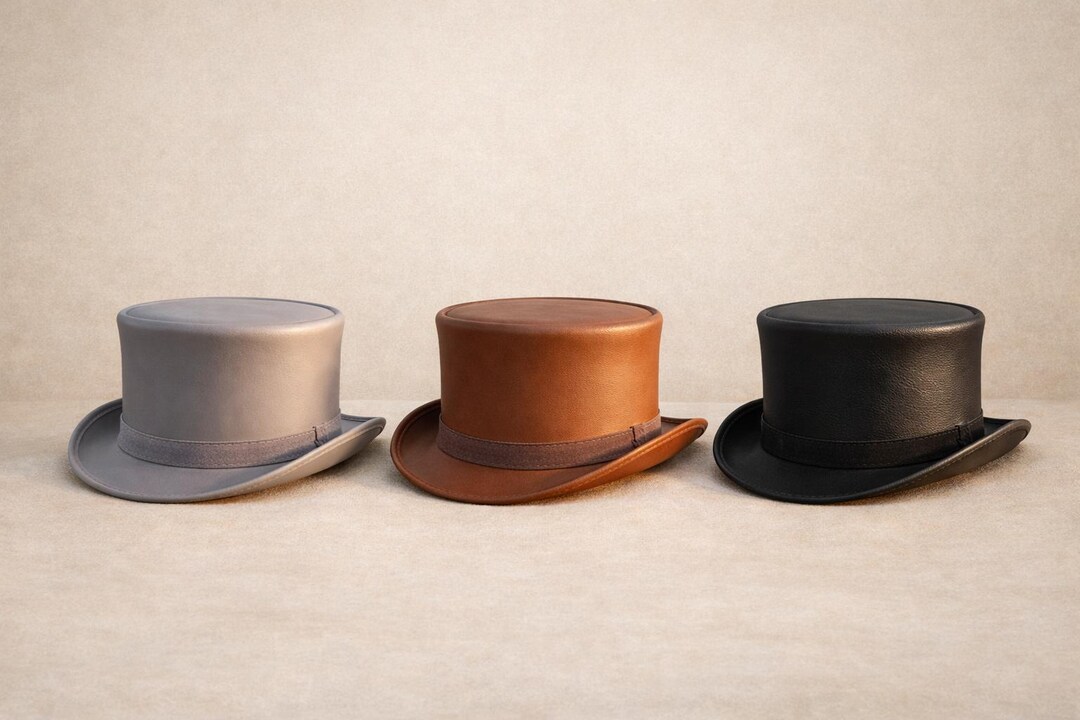 Luxury Genuine Leather Top Hat – Modern Classic Formal Style Steampunk ...