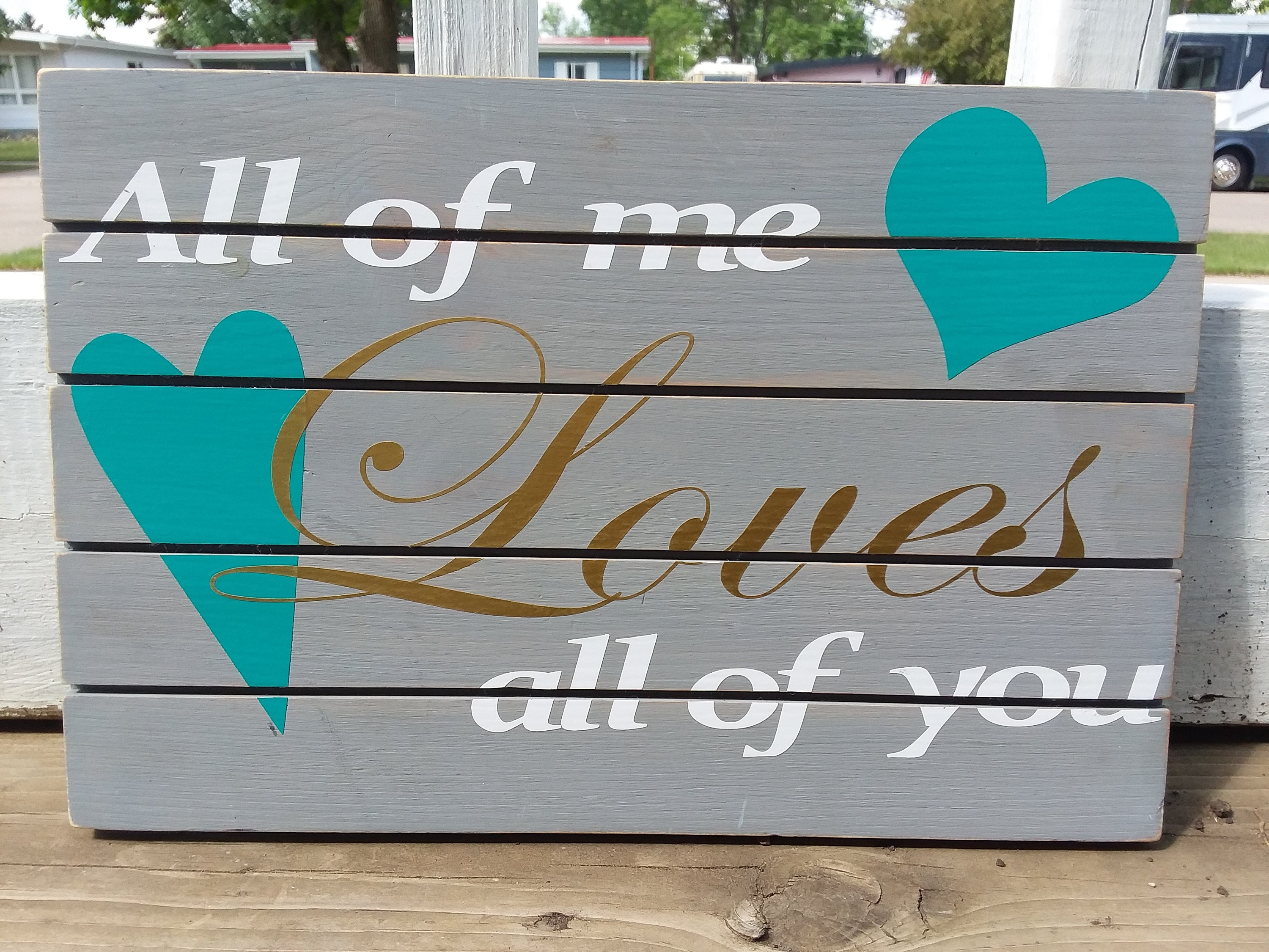 Wooden Sign for the Home, Wooden Gray Love Sign, Gold Home Decoration ...
