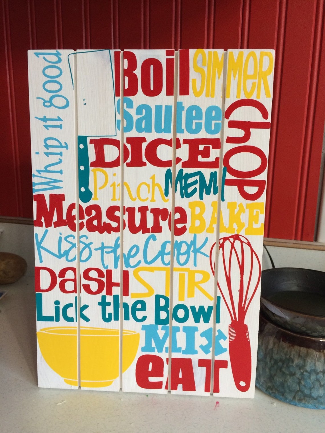 Rustic Kitchen Decoration, Kitchen Word Wall Art, Word Wall for Kitchen ...