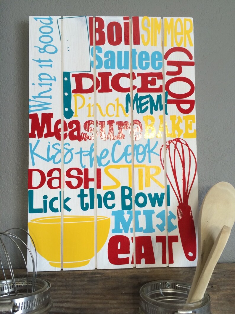 Rustic Kitchen Decoration, Kitchen Word Wall Art, Word Wall for Kitchen ...