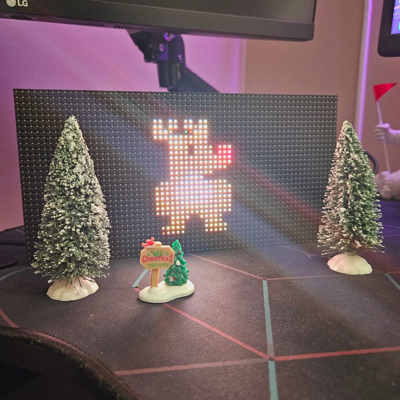 Christmas Pixel Led Matrix Retro Desk Lamp - Animated Gif Display - Etsy