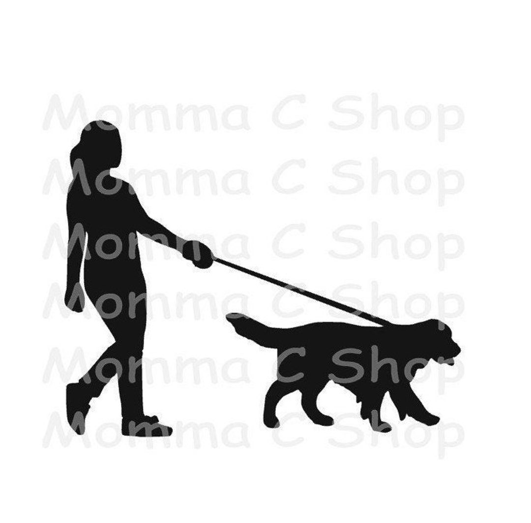 Walking Dog SVG and JPEG Instant Digital Download File Cuttable Woman ...