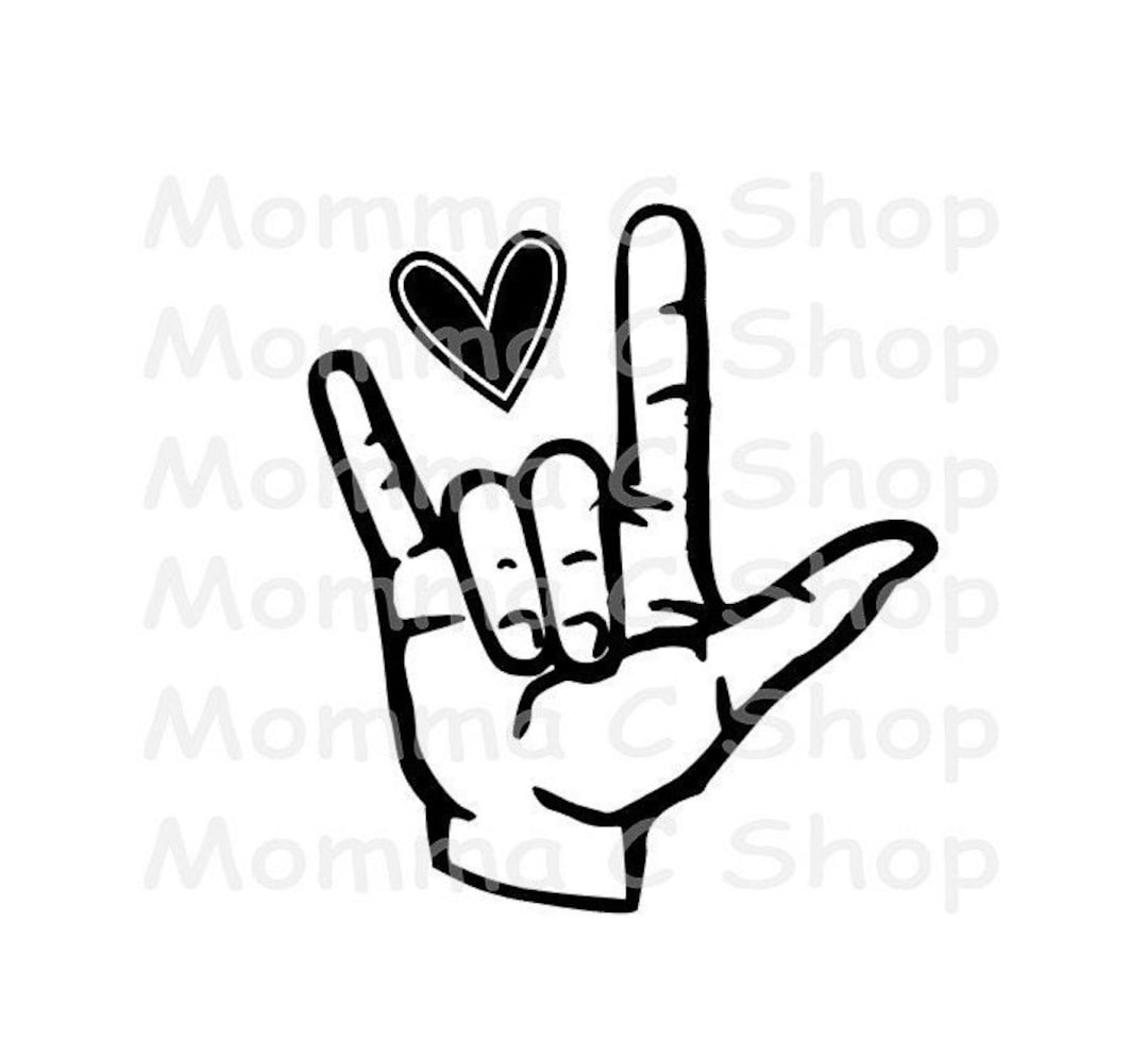 ASL I Love You Heart SVG Sign Language Deaf Hearing Signing Gift Family ...