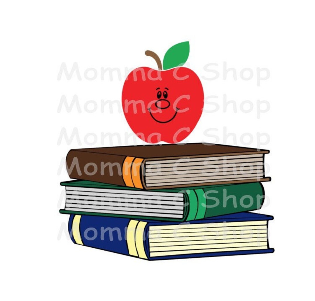 School Books Apple SVG & JPEG Instant Download Cuttable Student Nursery ...